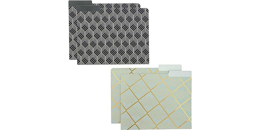 12 Pack Gold Foil Decorative File Folders