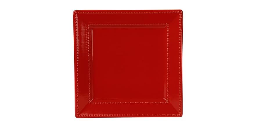45-Pc Square Beaded Dinnerware Set-Red