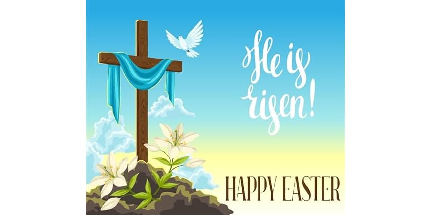 He Is Risen Easter Cross Dove Backdrop 7540