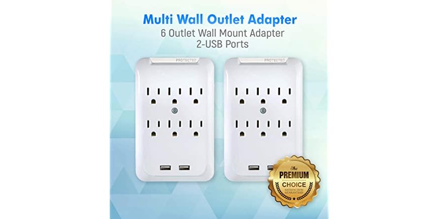 Maximm Multi-Outlet Wall Adapter (2 Pack)