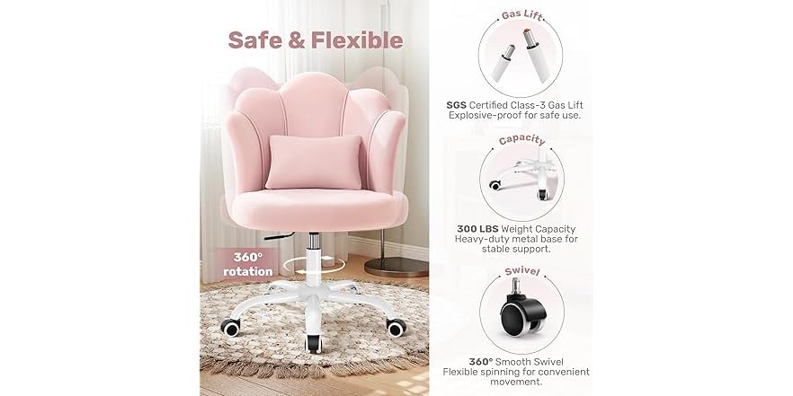 BestGlory W0893 Petal Vanity Chair with Wheels 1