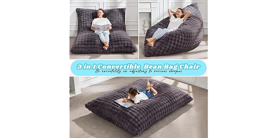 Dark Grey 3 in 1 Bean Bag Chair