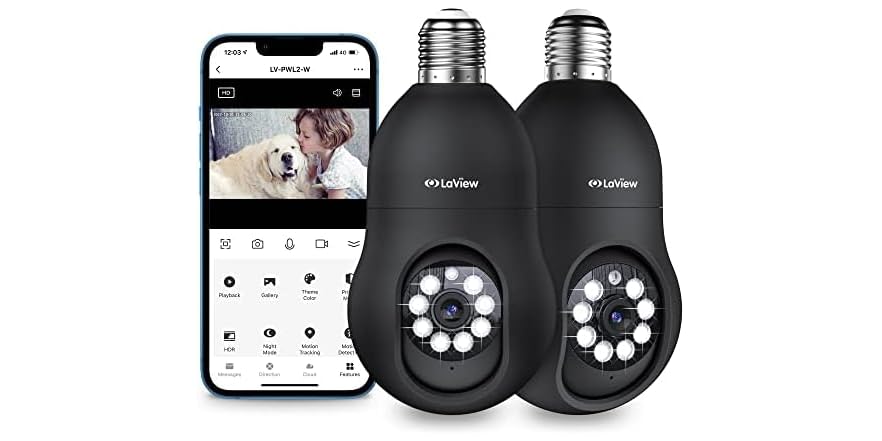 LaView 4MP Bulb Security Camera 2.4GHz (2Pack)