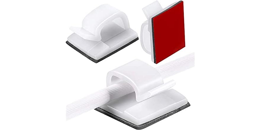 60 Pieces Outdoor Cable Clips with Adhesive Tapes