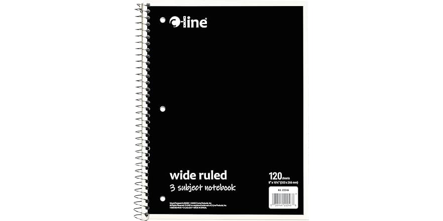 C-Line 3-Subject Notebook, Wide Ruled