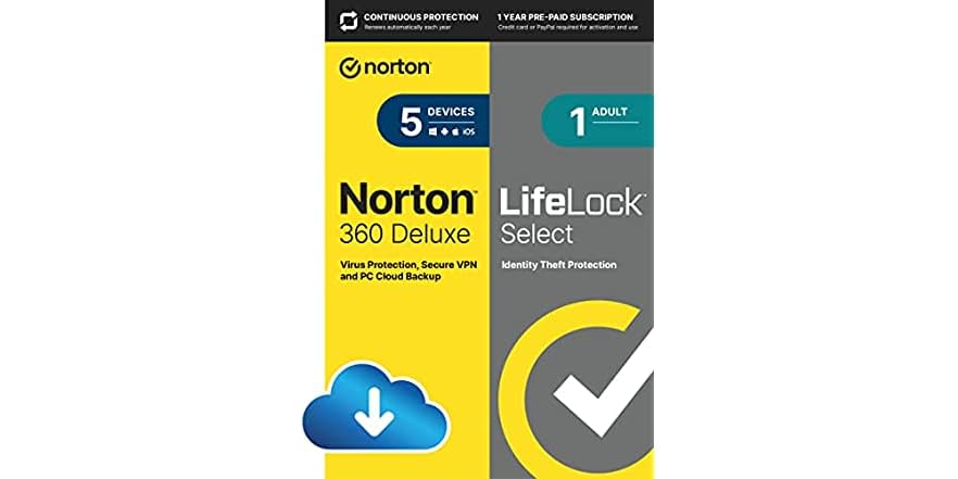 Norton 360 wth Lifelock Select for 5 Devices