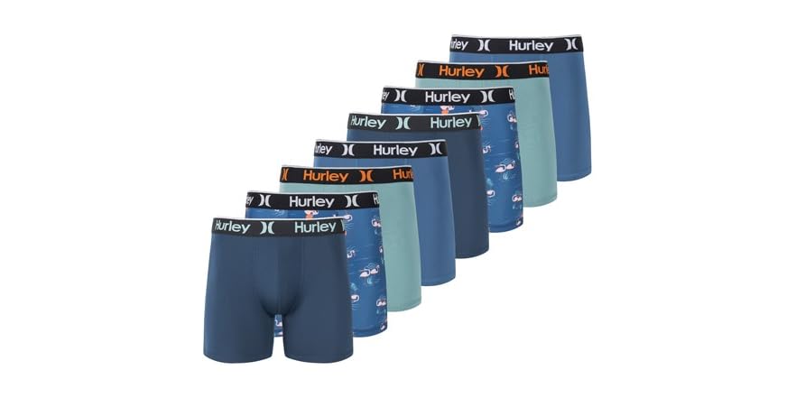 Hurley Men's 8 Pack Printed Boxer Briefs