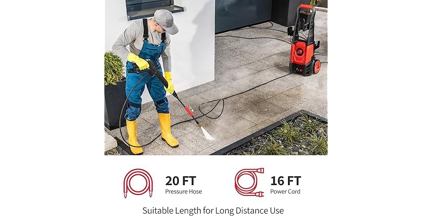 Electric Pressure Washer with Foam Cannon & 4 Quick Connect Nozzles ...