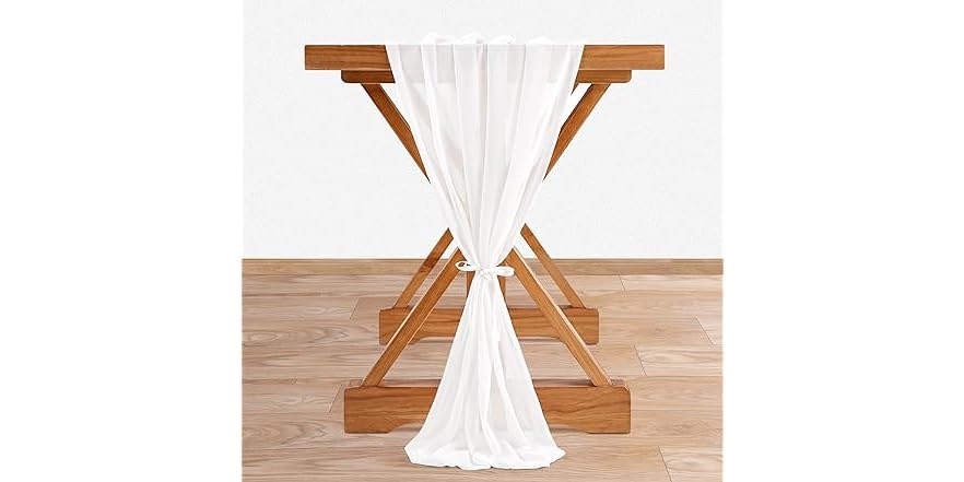 White Chiffon Table Runner, 5 Packs