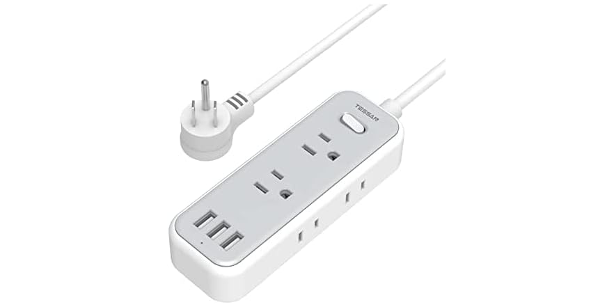 TESSAN 6ft Mini Power Strip (6 Outlets, 3 USB Ports)