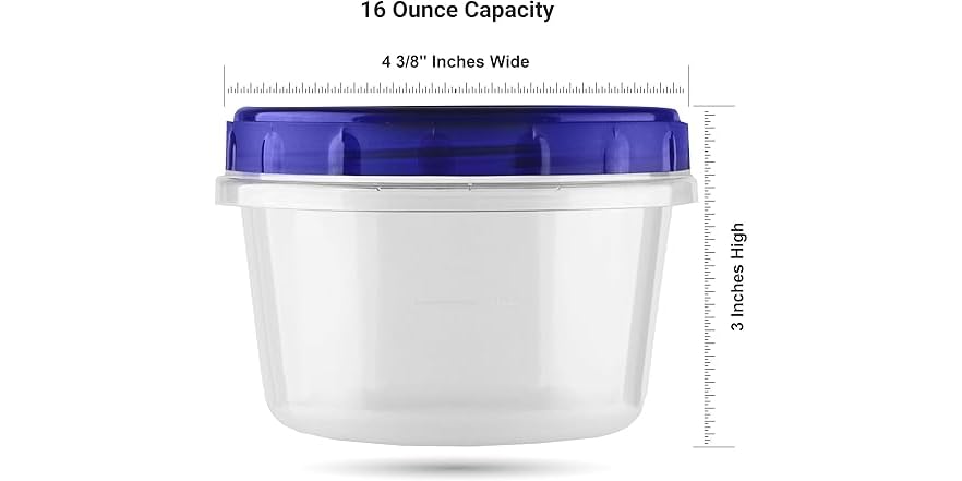 [16Oz - Blue - 5 Pk] Twist Top Food Storage Containers Leak-Proof