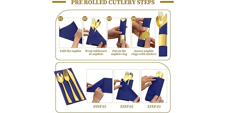 50 Pack Pre Rolled Cutlery Set
