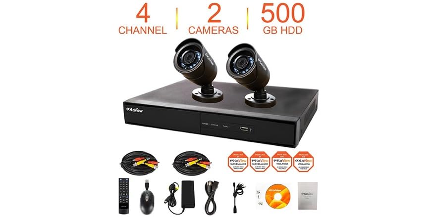 4CH/2 Cam 960H DVR Security System with 500GB HDD