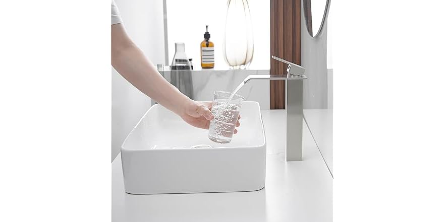 BWE 6004H-N Brushed Nickel Sink Faucet Waterfall