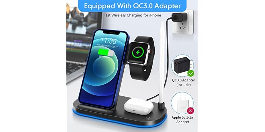 WAITIEE Wireless Charging Station 4 in 1