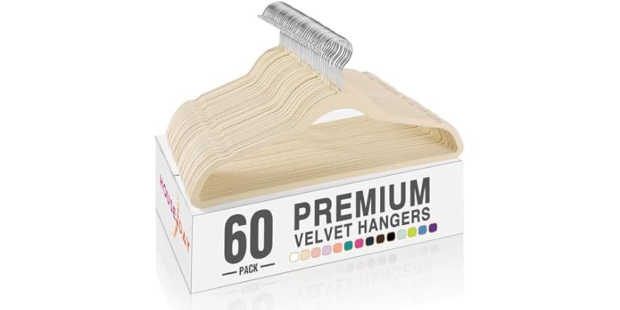 HOUSE DAY Beige Velvet Hangers 60 Pack