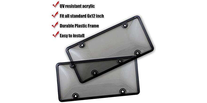 Zone Tech 2x Clear Smoked License Plate Cover