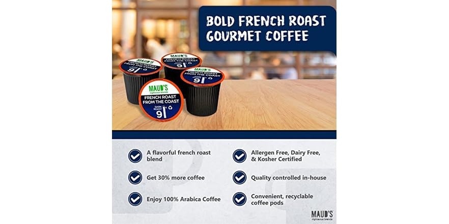 Maud's French Roast Coffee, 200-Count Coffee Pods