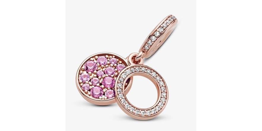 Pandora Pink Disc, Pink & Clear Charm