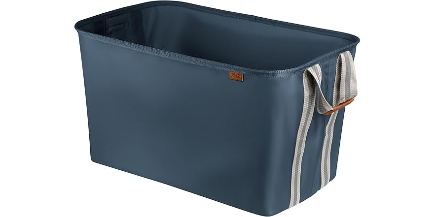 CleverMade Collapsible Basket LUX Navy/Cream - 2PK