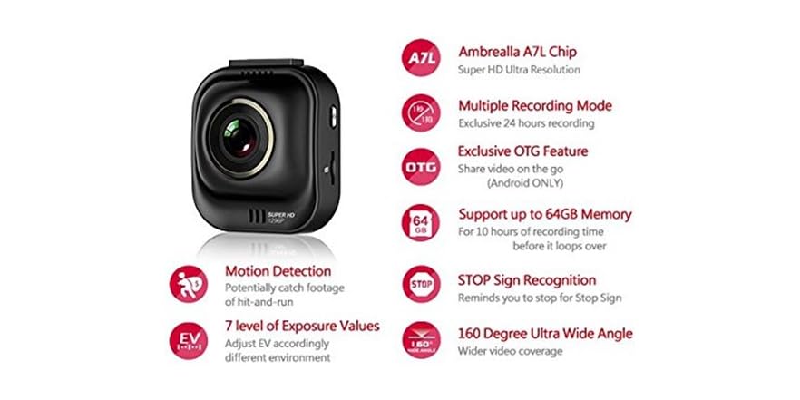 Papago GoSafe 535 Super HD Dash Cam w/ 8GB Memory Card