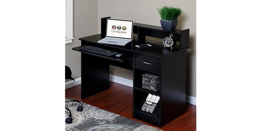 OneSpace Essential Computer Desk, Hutch