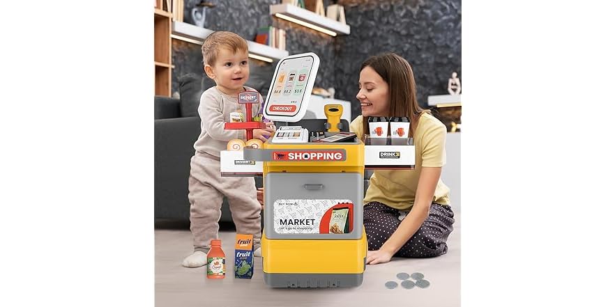 DEAO Kids Cash Register Playset 48PCS