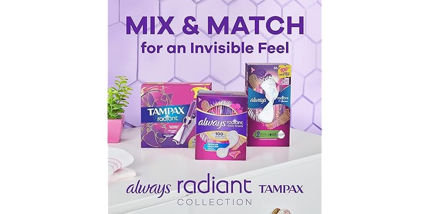 Always Radiant Feminine Pads For Women, Size 2