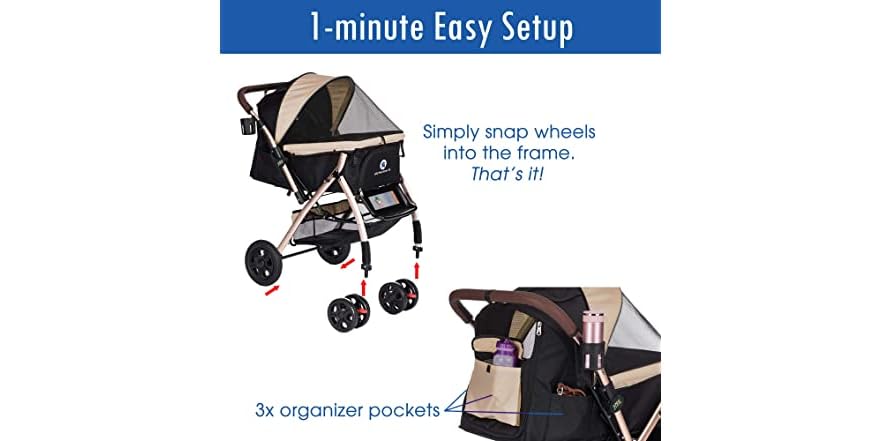 Pet Rover XL Stroller Travel (Taupe 2nd-Gen)