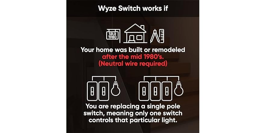 Wyze Switch, 2.4 GHz WiFi Smart Light Switch