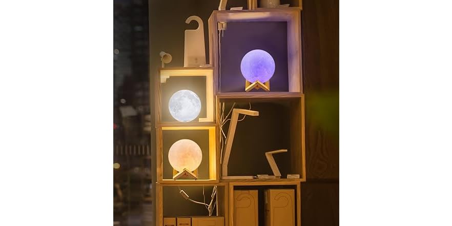 LOGROTATE Moon Lamp, 16 Colors LED Night Light 3D Printing