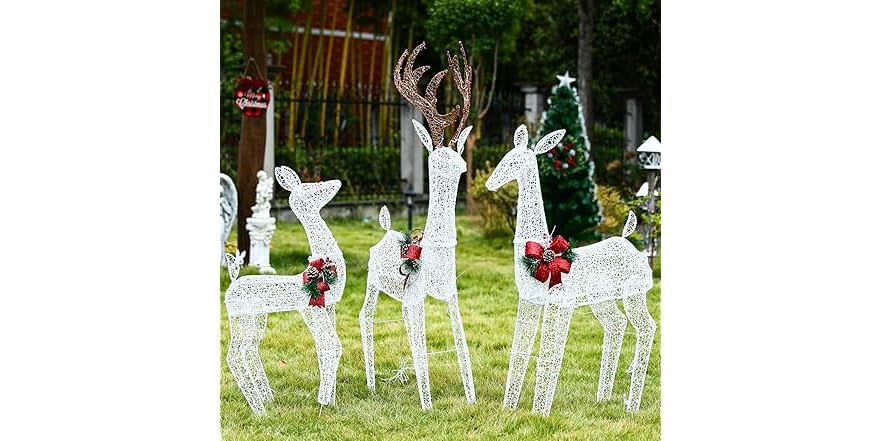 3-PCS Christmas Lighted Reindeer, Yellow