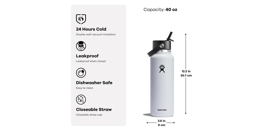 Hydro Flask Wide Flex Straw Cap, 40 oz, Agave