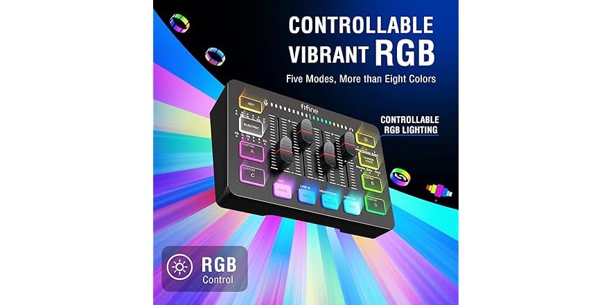Gaming Audio Mixer, Streaming RGB PC Mixer