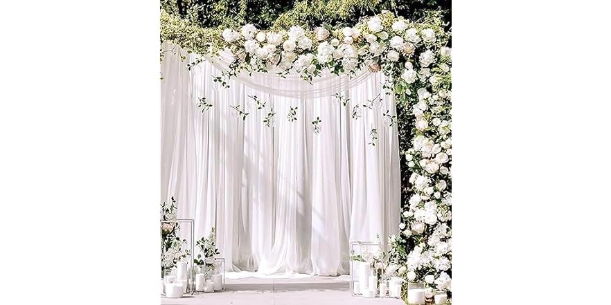 White Backdrop Curtain Chiffon Backdrop 10ft x 10ft
