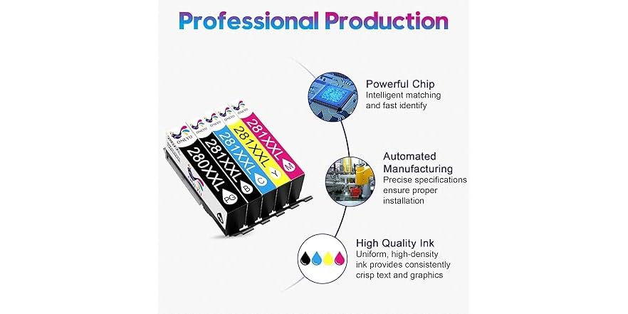 ONLYU Canon Ink 280XXL and 281XXL Cartridges