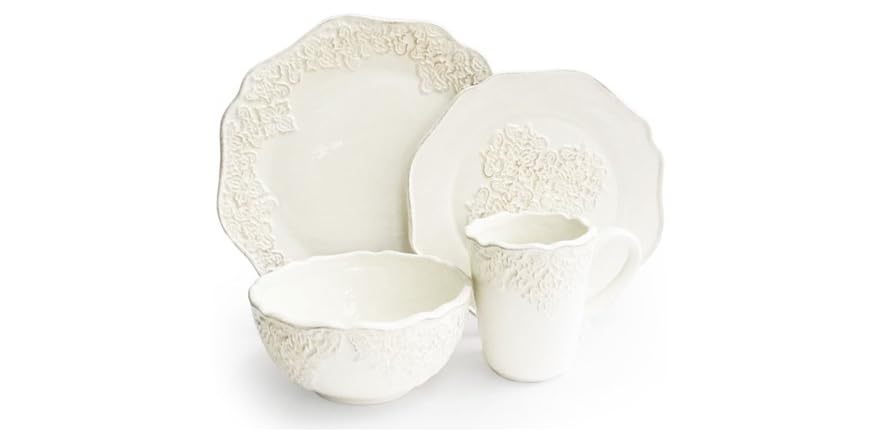 American Atelier Bianca Medallion 16 Pc Dinnerware Set