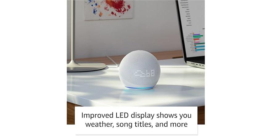 (Like-New) Amazon Echo Dot (5th Gen) with clock (2022) (NO POWER ADAPTER)