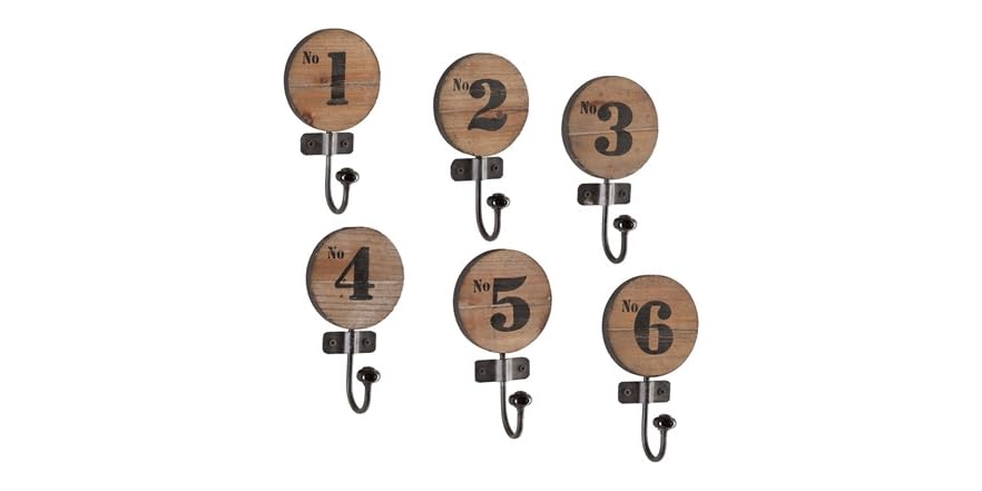 Decorative 6pc Numbered Hook Set