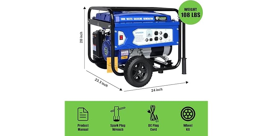 Green Power America 5000W Gas Generator