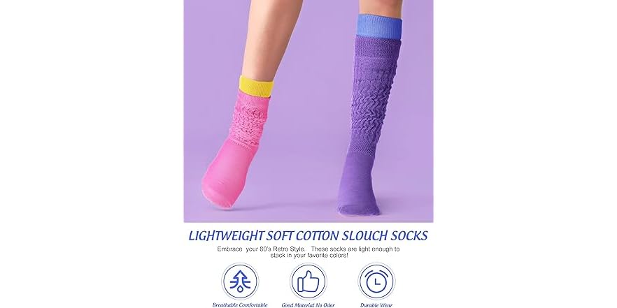 5 Pairs 80s Neon Slouch Socks
