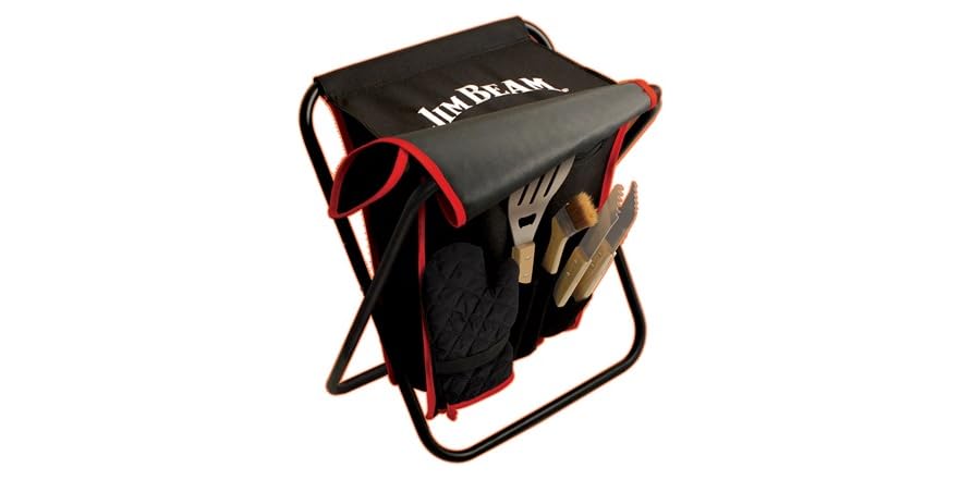 Jim Beam 9-Piece Tailgating Stool with Grill Tools Set