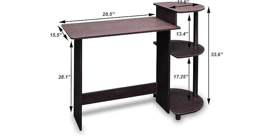 Furinno Compact Computer Desk with Shelves