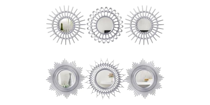 6 Pc Sun Mirrors for Wall Décor