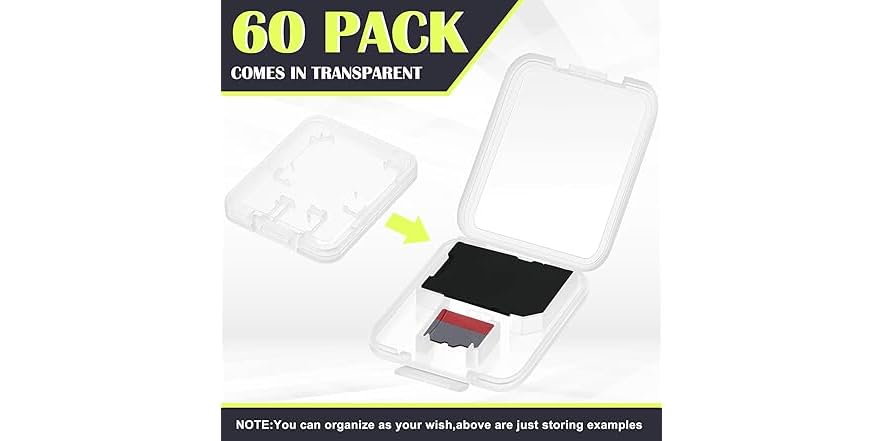 60 PC Plastic Memory Card Case Holders