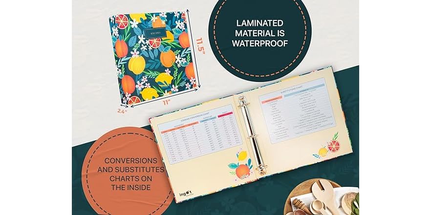 50 Page Recipe Binder & Measuring Cups