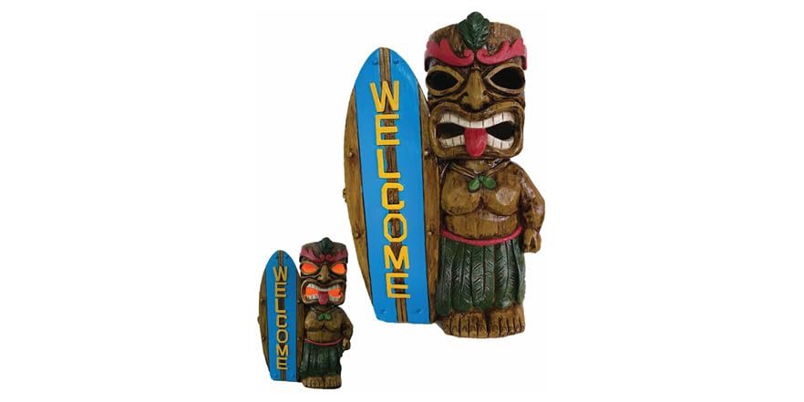 12" Resin Solar Tiki Welcome