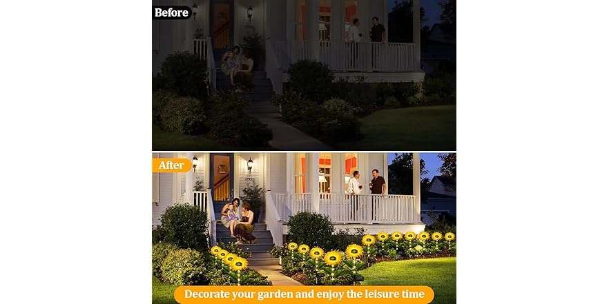 VerRon 4-Pack Solar Sunflower Lights