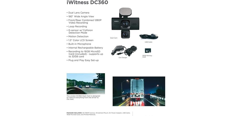 Uniden DC360 iWitness Dual-Camera Dashcam