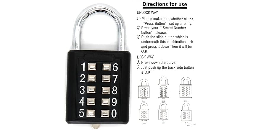 2 Pack Push Button Combination Padlock